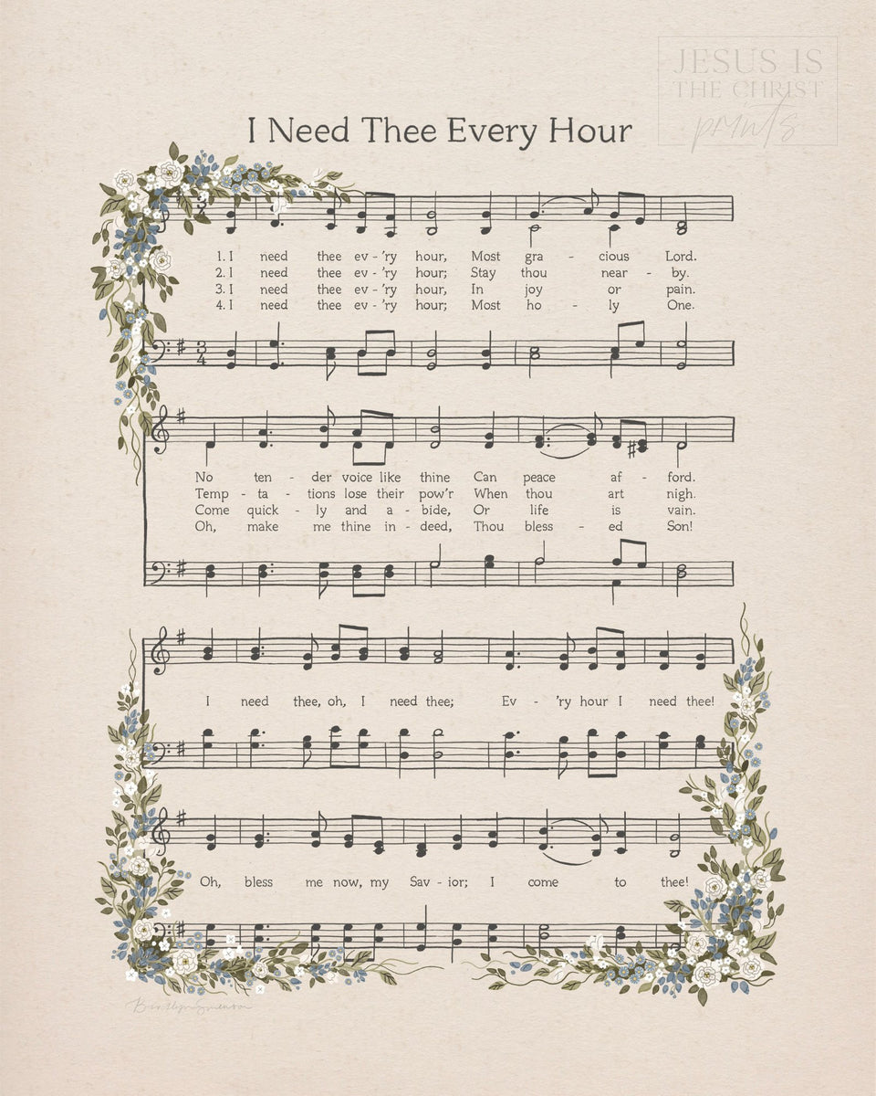 I Need Thee Every Hour Vintage Hymn Art by Brooklyn Swenson – Jesus is ...