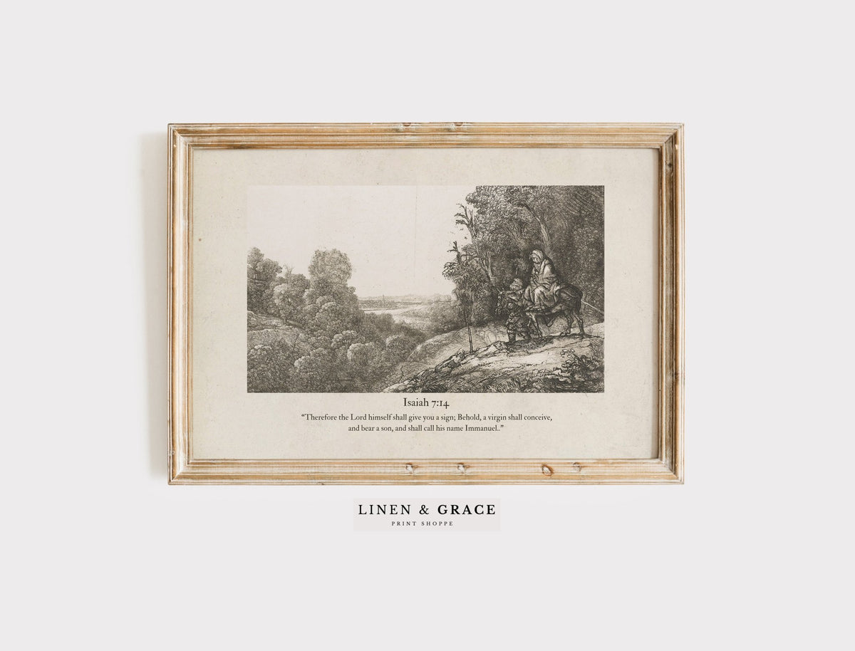 Vintage Artwork 'Immanuel' - Isaiah 7:14 Landscape Painting – Jesus is ...