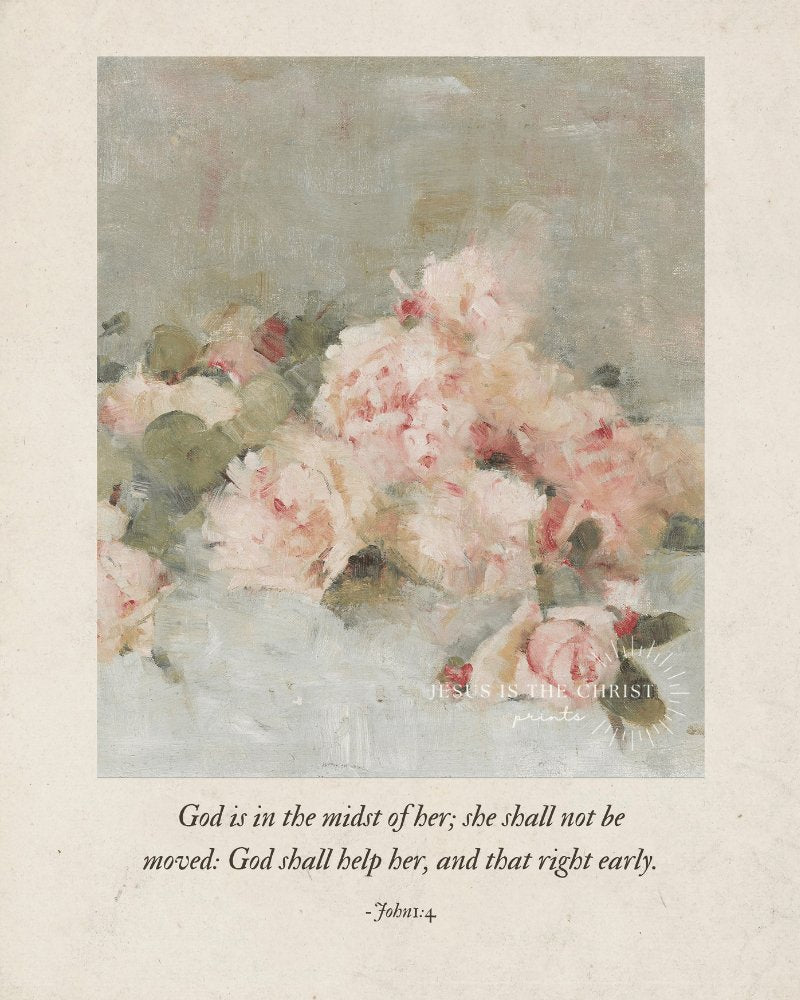 Vintage Christian Artwork: Roses and Uplifting Scripture Quote | Linen ...